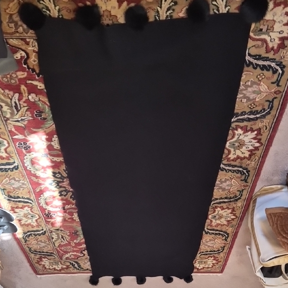 Accessories | Black Scarf With Pom Poms | Poshmark